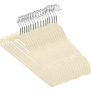 ZOYER Premium Velvet Hangers (50 Pack, Ivory) Non-Slip Clothes Hangers - Strong and Durable Suit Hangers - Space Saving Coat Hangers, 360 Degree Rotatable Hook Pant Hangers.