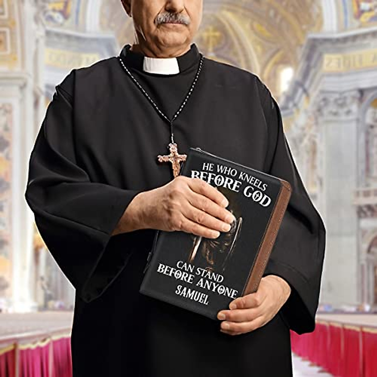 Jesuspirit Bible Case for Men - Christian Inspirational Scripture Gift, Father's Day Gifts - Personalized Leather Bible Cover for Men - Large, XLarge Size