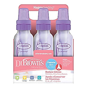 Dr. Brown's Girls' 6 Pack 8 oz. Bottles - 3 (8 oz.) Lavender - 3 (8 oz.) Pink - Natural Flow