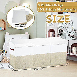 storasier Large Toy Box Chest,Toy Storage Organizer,Storage Bins with Lids,Stuffed Animal Storage,Toy Bins for Kids,Toddlers,Baby,Girls,Nursery,Living Room,playroom(Beige)