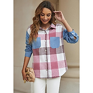 luvamia Womens Flannel Jacket Plaid Shirt Jacket Women Shacket Jacket Shackets For Fall Fashion Women Jeans Jacket For Women Fashion Size Medium Size 8 10