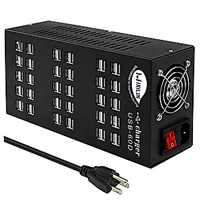USB Charging Station, Cinlinso 60 Port 300W/60A,Intelligent Protection,MultiPort USB Charger Station for Smartphone Tablets Watch and More