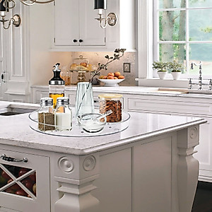 2 Pack Lazy Susan Organizer, 10.6" Clear Lazy Susan Turntable for Cabinet, Plastic Lazy Susan Cabinet Organizer- Kitchen Pantry Organization and Storage