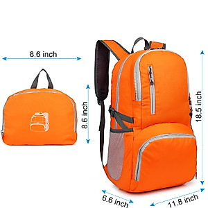 Packable Lightweight Hiking Backpack,Oliomp-35L Waterproof Foldable Travel Backpack Suitable for men and women camping outdoor hiking and cycling.(Orange)