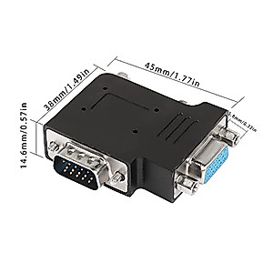QIANRENON 90 Degree Angle VGA Male to VGA Female Adapter DB15 Male to Female Right Angle Connector VGA L-Shaped Angle Extender, for TV Computer Monitor Projector, Right Bend