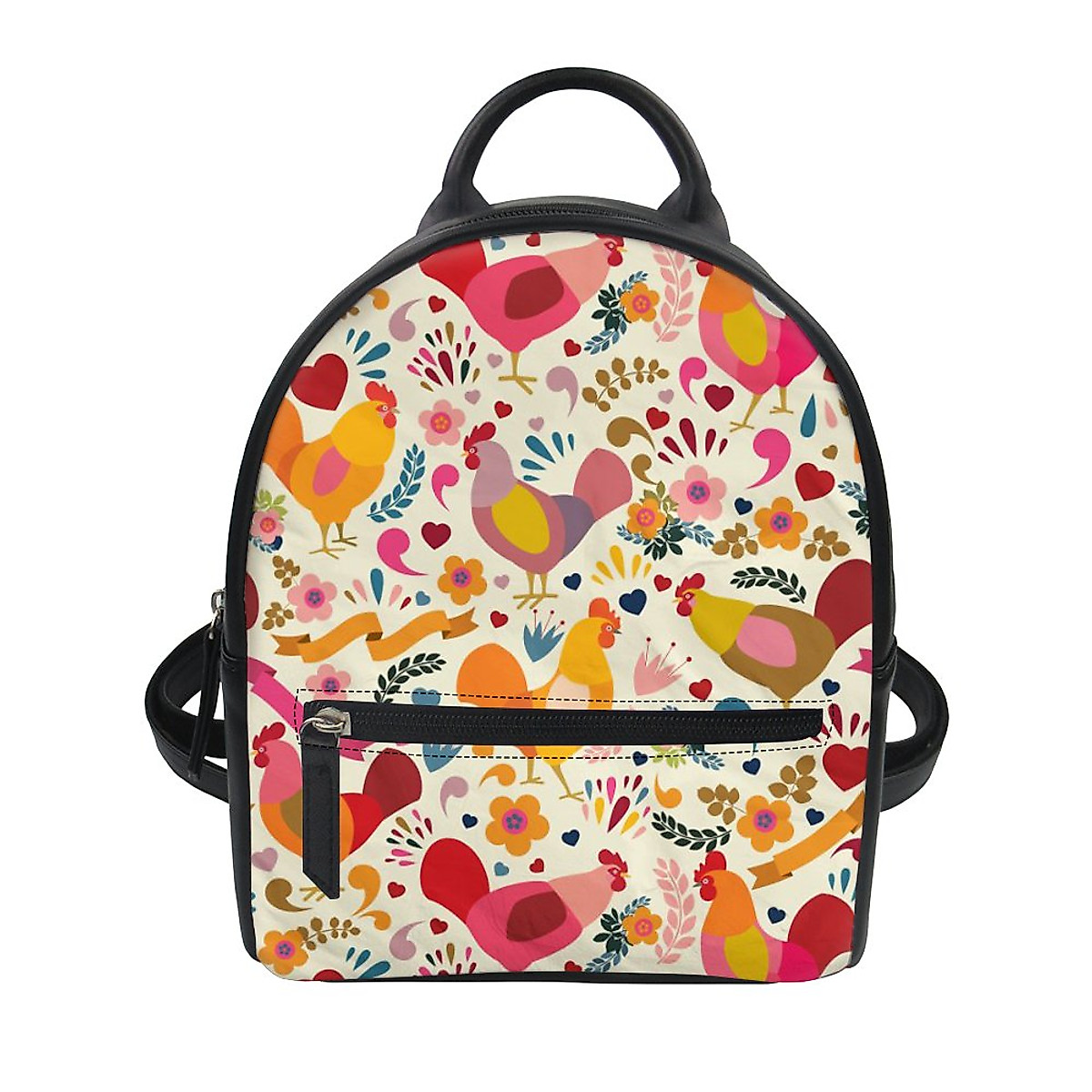 Womens Casual Backpack Cartoon Chicken Pattern School Travel Small Daypack Bag