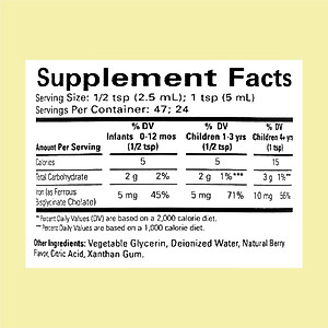CHILDLIFE ESSENTIALS Liquid Iron - Liquid Iron Supplements for Kids, Iron Drops, Toddler Iron Supplement, Iron Liquid, Iron for Kids, Baby Iron Supplement, Gluten Free - Natural Berry, 4 Fl Oz