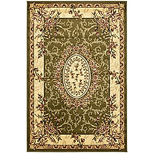 SAFAVIEH Lyndhurst Collection 4' x 6' Sage / Ivory LNH328B Traditional European Medallion Non-Shedding Living Room Bedroom Accent Rug