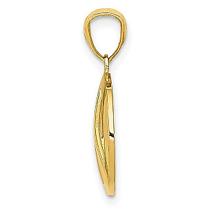 14K Yellow Gold Peace Sign Inspirational Symbol Circle Round Necklace Charm Pendant 20mm x 12mm Only