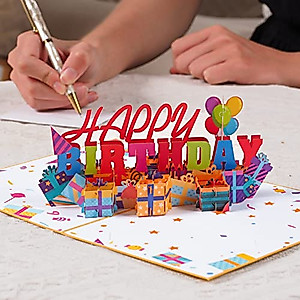 Paper Love Happy Birthday Pop Up Card, For Adults and Kids - 5" x 7" Cover - Includes Envelope and Note Tag