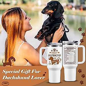 NIAXAUYT Dachshund Gifts for Women - Wiener Dog Gifts for Dachshund Lovers Tumbler 40oz - Birthday Gift for Dackel Owner/Mom Mug - Dachshunds Dog Facts Cup with Handle and Straw Lid