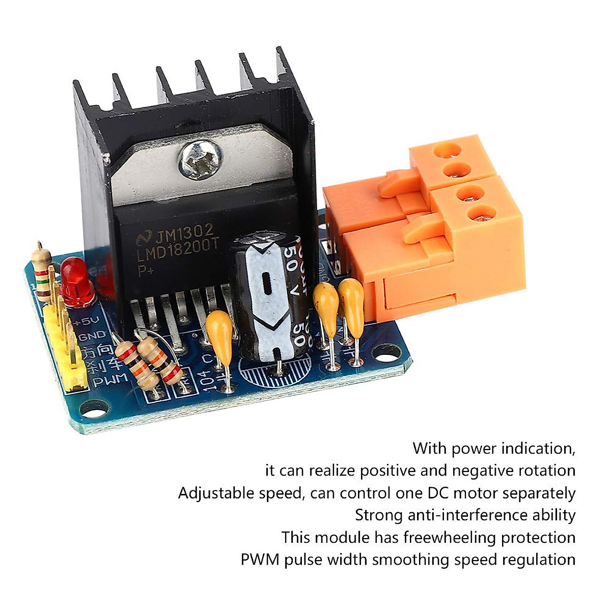 DC Motor Drive Module, LMD18200 Adjustable Speed H-Bridge Motor Drive Module Stepper Motor Drive Controller Board with Power Indication 3A 75W