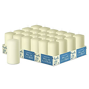 HYOOLA Ivory Pillar Candles 2-inch x 4-inch - 24 Pack Unscented Bulk Pillar Candles - European Made