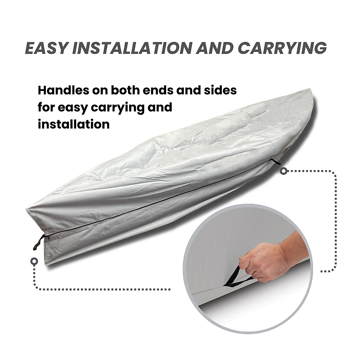 EliteShield Canoe Cover Kayak Cover; Waterproof UV Resistant Marine Grade Polyester Canoe Kayak Boat Storage Cover fits 15 ft-16 ft Long, 116 Inches Girth Gray Color