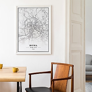 Dear Mapper Roma Italy View Abstract Road Modern Map Art Minimalist Painting Black and White Canvas Line Art Print Poster Art Print Poster Home Decor (Set of 3 Unframed) (12x16inch)