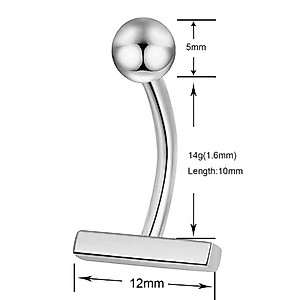 SERYNOW 14g Bar Belly Button Rings Piercing Surgical Steel Belly Button Piercing Bar Belly Rings Curved Navel Barbell Piercing Jewelry (Silver Gold Rose Gold 3pcs)