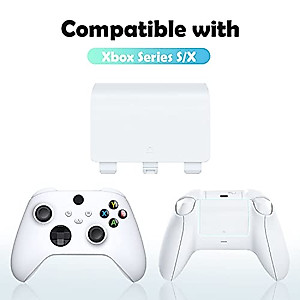 Mcbazel Battery Cover for Xbox Series X/S, Universal Replacement Battery Back Shell Door Lid Repair Part for Xbox Series S/X Controller (6 Packs) - White (NOT for Xbox One/Elite 1&2 Controllers)
