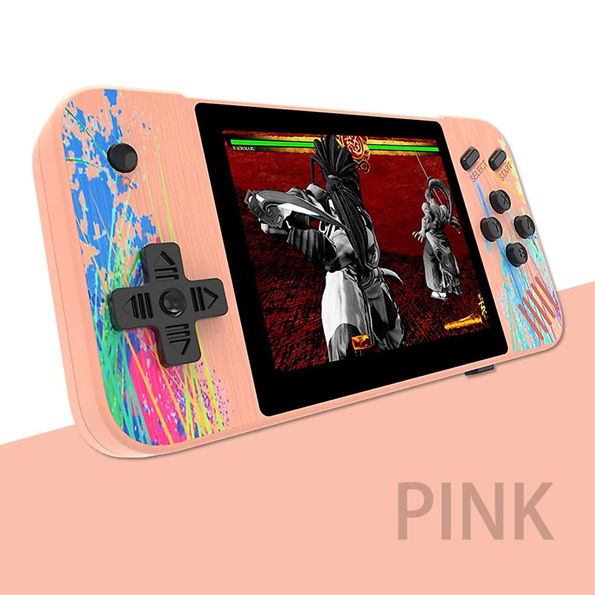 Handheld Game Console, Retro Game Console Built-in 800+ Classic Games, 3.5-inch Portable Game Console, AV Output Video Game Console Screen HD Screen Hand Held Games Gifts for Kids and Adults (Pink)