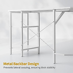 CubiCubi L Shaped Desk, 58.3 inch Computer Corner Desk with 2 Storage Shelves, Home Office Desk with Monitor Stand, White