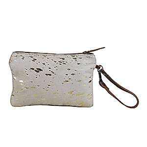 Myra Bag Golden Snow Cowhide Pouch Upcycled Cowhide & Leather S-2826
