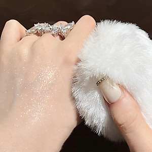 Highlight Glitter Powder Ball,White Shimmer Highlighter Makeup Powder Puff,Comfortable and Cute Plush Long-Lasting Body Shine for Various Occasions