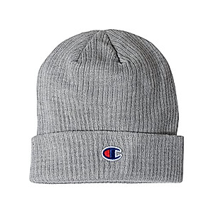 Champion - Mens Ribbed Knit Cuffed Beanie - CS4003 - One Size - Heather Grey