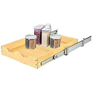 OCG 1 Tier Pull Out Cabinet Organizer (17" W x 21" D), Heavy-Duty Slide out Wood Drawer Shelf, Pull Out Drawer for Cabinets, Base Cabinet Organization for Kitchen, Pantry, Bathroom