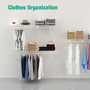 HAUSHOF Closet Shelves Wall Mounted 2-Pack, 4 ft x 12in White Wire Shelving for Laundry Room, Closet, Basement Organization and Storage