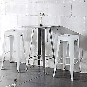 Topeakmart 30 inches Metal Bar Stools High Backless Barstool Stackable Bar Height Stools Chairs, White, Set of 4