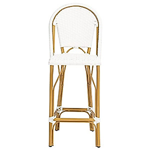 SAFAVIEH PAT4008C Outdoor Collection Ford White French Bistro 30-inch Bstro Bar Stool