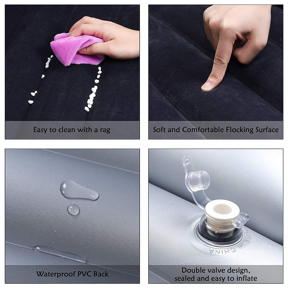 DTOWER SUV Air Mattress, Car Inflatable Mattress Thickened Car Air Bed Portable Camping Outdoor Mattress with Air Pump Home Air Mattress for Outdoor Camping Travel, Flocking Surface, Fast Inflation