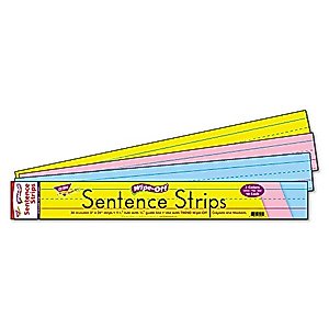 Trend T4002 Wipe-Off Sentence Strips, 24 X 3, Blue/Pink, 30/Pack