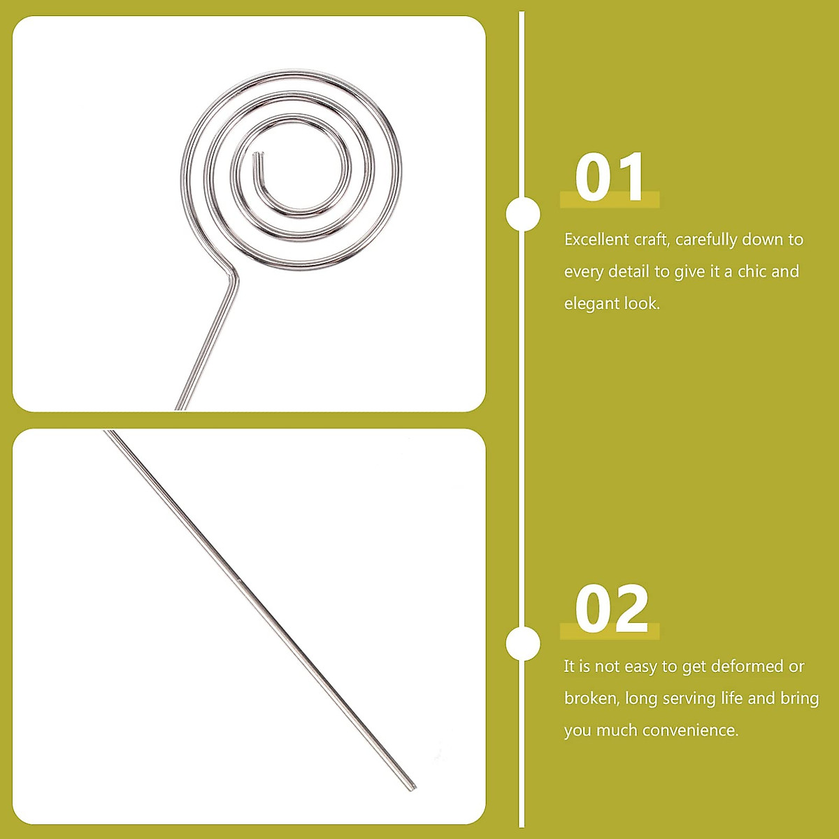 Kisangel Wedding Picture Frame 30Pcs Metal Wire Floral Place Holder Swirl Round Photo Memo Holder Pick Picture Note Clamp for Wedding Party Birthday Office DIY Favor Cable Clip