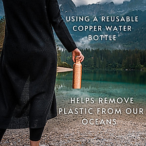 Kosdeg Copper Water Bottle - 34 Oz Extra Large - A Hammered Ayurvedic Pure Copper Vessel For Drinking - Drink More Water, Lower Your Sugar Intake And Enjoy The Health Benefits Immediately