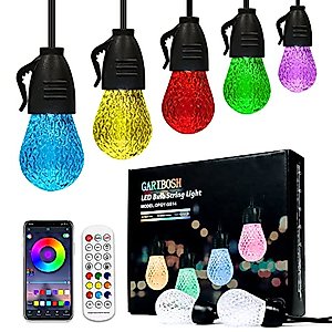 Outdoor String Lights 49ft, Led Lights, Patio Lights, Remote and App, String Lights for Outside, Deck Decorations, Outdoor Lights Lighting & Ceiling Fans House Decor Garden Lights Backyard Lights