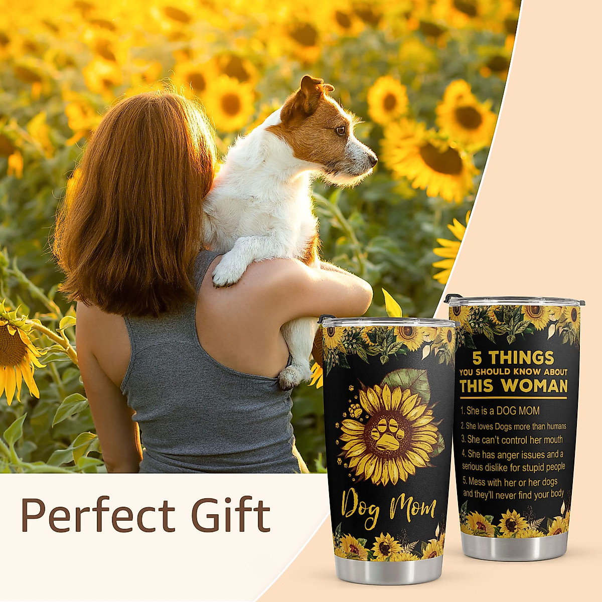 Macorner Gifts For Mom - Dog Mom Gifts For Women & Mothers Day Gifts For Dog Mom - Birthday Gifts for Mom From Daughter Son Dog Lover Gifts Mugs Stainless Steel Tumbler 20oz Christmas Gift For Mom