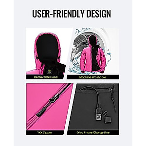 TIDEWE Heated Jacket for Women with Battery Pack, Hunting Coat (Pink, Size XL)