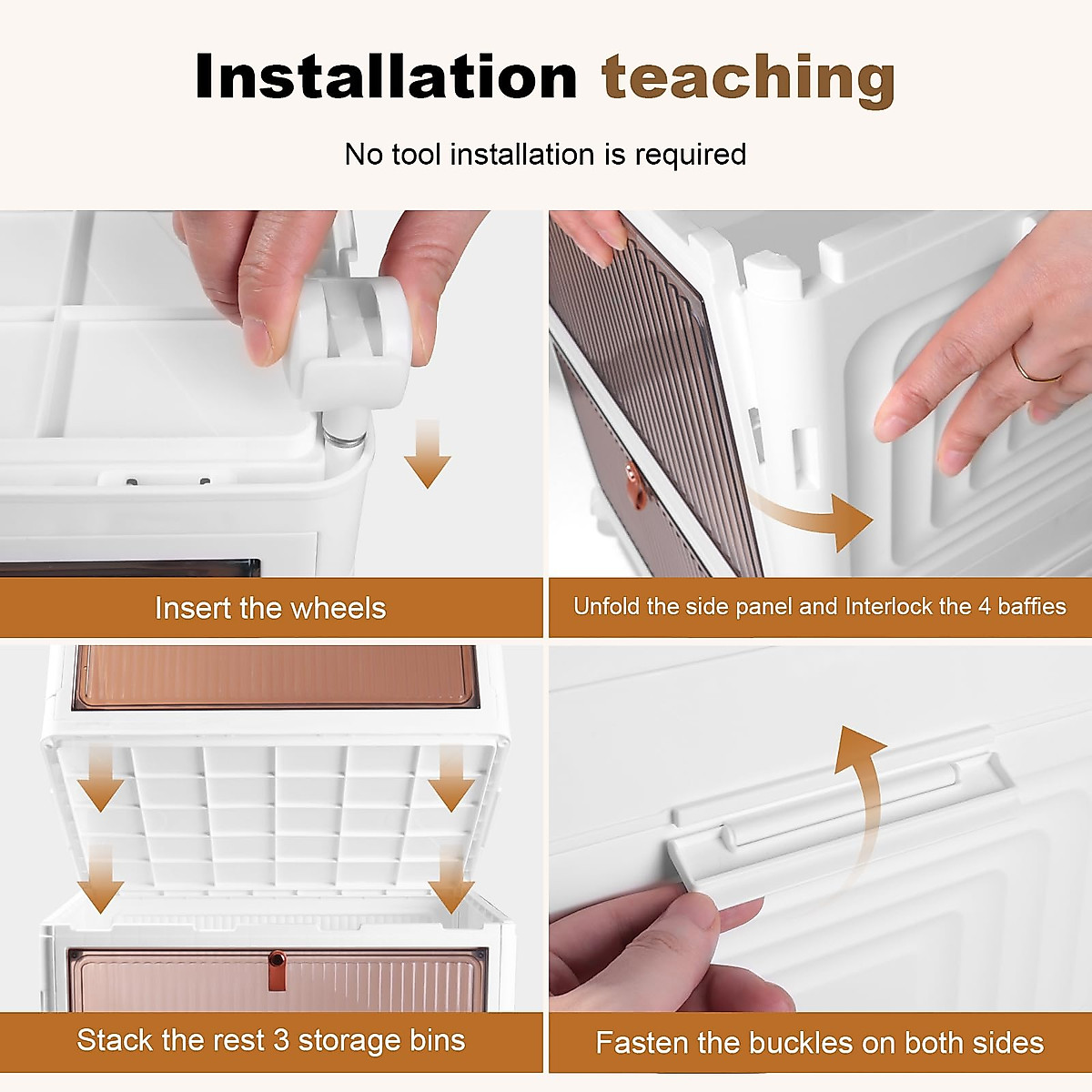 Large Capacity Stackable Storage Bins - Organize Storage Bins Plastic 3 Tier 96Qt White, Stackable Storage Containers with Lids 24Gal, Durable Foldable,Storage for Clothing, Toys, Tools, Books...