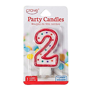 Jacent Polka Dot Number Birthday Candle Cake Topper - #2 Candle