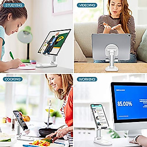 TORRAS Foldable Cell Phone Stand for Desk [Ultra-Portable] Adjustable Desktop Phone Holder Thick Case Friendly Phone Dock Compatible for iPhone 13 12 11 Pro Max, Samsung Galaxy S21+Ultra Note 20 & All