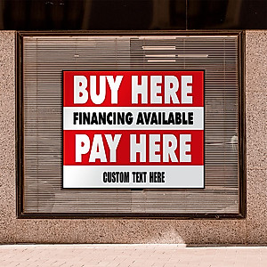 Custom Decal Stickers Multiple Sizes Buy Here Financing Available Pay Here Industrial Vinyl Safety Sign Label Financing Personalized Text Here 24x18Inches