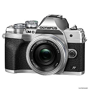 Olympus OM-D E-M10 Mark IV Mirrorless Camera, Silver with Olympus M. Zuiko 14-42mm f/3.5-5.6 II R Lens, Silver