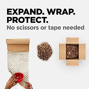 Scotch Cushion Lock Protective Wrap, 12 in x 30 ft, Sustainable Packaging Solution for Packing, Shipping and Moving, No Scissors or Tape Needed, Great Alternative to Bubble Cushion Wrap (PCW-1230)