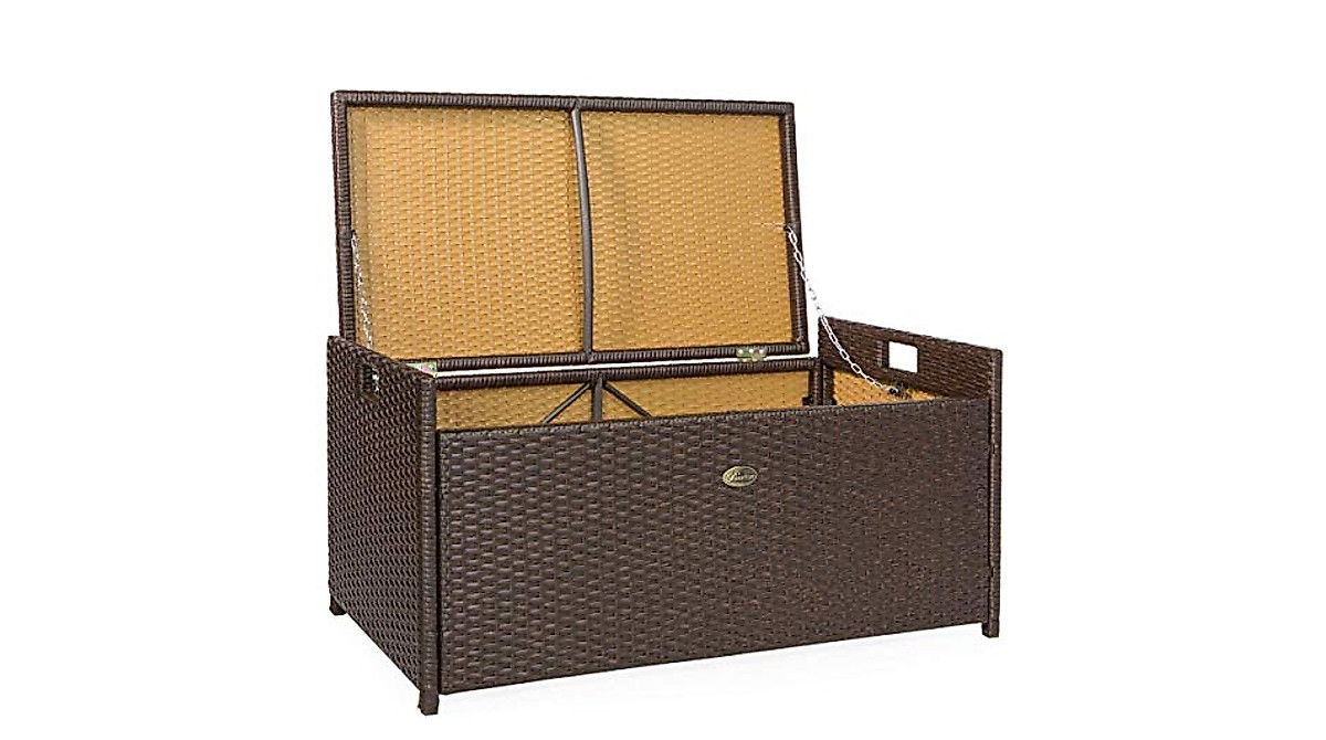 Mandycng Outdoor Rattan Storage Bench | Weatherproof 60-Gal