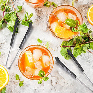 2 Pieces Cat Paw Tongs 7 Inch Cat Kitchen Accessories Stainless Steel Tiny Cooking Tongs for Appetizers BBQ Serving Grilling Sugar Cube (Black)