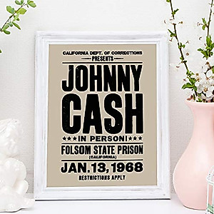 "Johnny Cash-In Person-Folsom State Prison"-Country Music Wall Art -11 x 14" Vintage Replica Sign Print-Ready to Frame. Rustic Decor for Home-Studio-Bar-Dorm-Cave. Great Gift! Printed on Photo Paper.