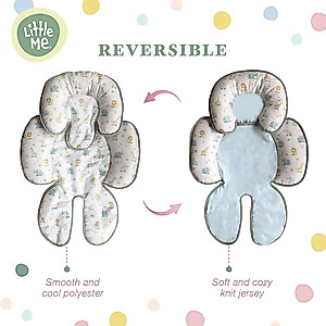 Little Me Baby's Full Body Support Pillow, Newborn Infant Head, Back, Neck, and Legs Protection for Car Seat, Stroller, Booster Seat - Safari Animals, Blue