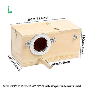 Pine Wood Parakeet Nest Box Bird House Budgie Breeding Mating Box for Lovebirds Cockatiel Parrotlets (L)
