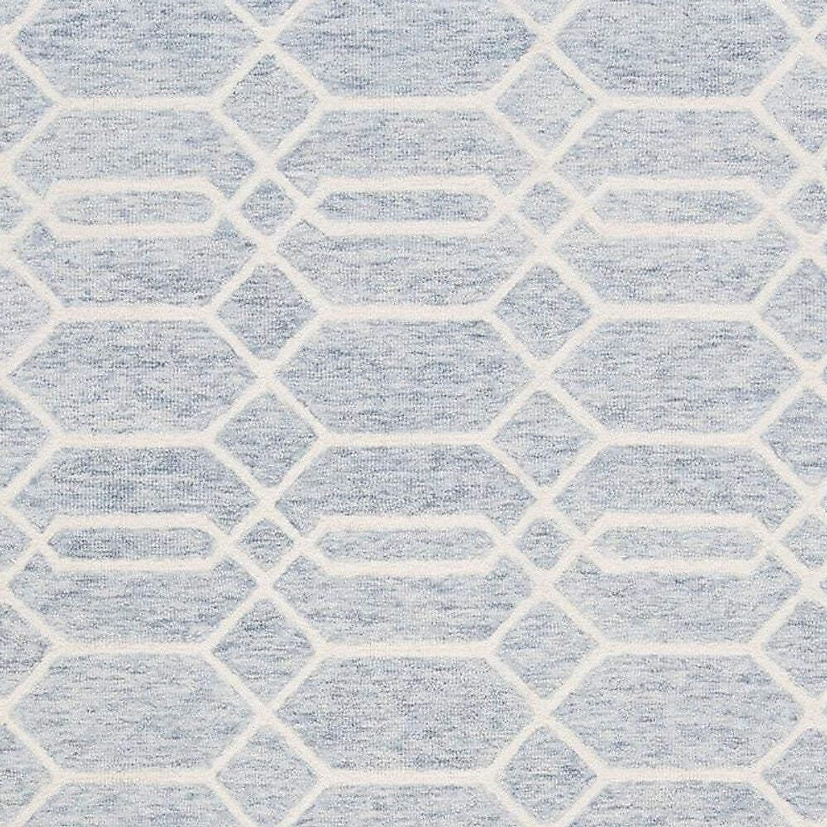 8' X 10' Blue And Ivory Wool Geometric Tufted Handmade Stain Resistant Area Rug
