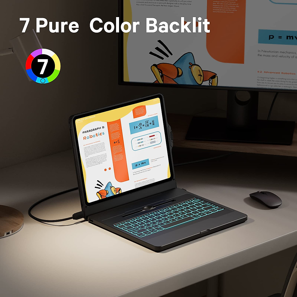 CHESONA for iPad Pro 11 Case with Keyboard, Air 5th Generation Case with Keyboard 10.9-inch, 5-in-1 Typc-C & USB Hub, 7 Color Backlit - Smart Keyboard for iPad Pro 11 Inch, Air 5th, Air 4th, Black